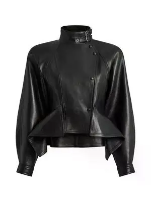 Balmain Lambskin Peplum Jacket - Black