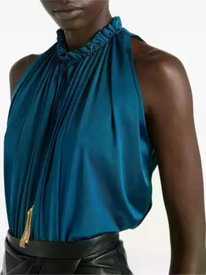 Balmain Pleated Flowing Jersey Top