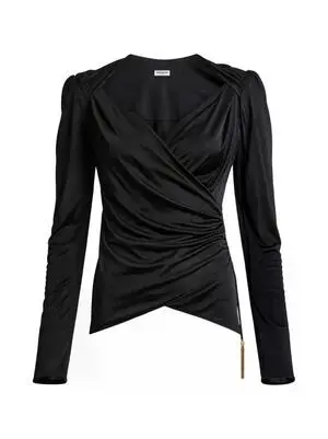 Balmain Draped Flowing Jersey Top - Black