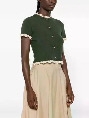 Alice + Olivia Ciara Cardigan With Crochet Trim - Green