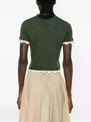 Alice + Olivia Ciara Cardigan With Crochet Trim - Green