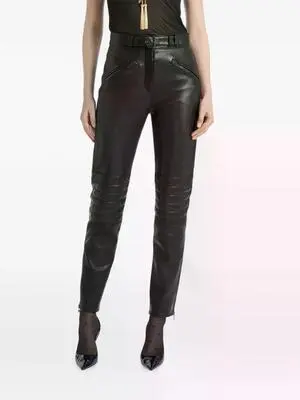 Balmain Lambskin Biker Trousers - Black