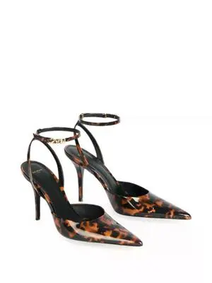 Balmain Printed Patent Leather Strappy Courts