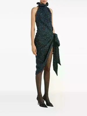 Balmain Draped Cloqué-jacquard Dress