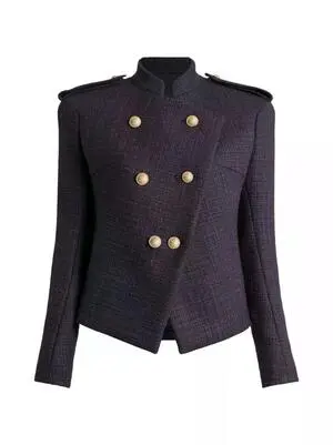 Balmain Tweed 6-button Jacket - Blue