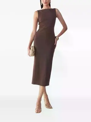 BWLDR Sleeveless Boat-neck Midi Dress - Brown