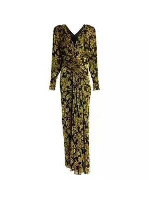 Balmain Long Velvet-jacquard Floral Dress