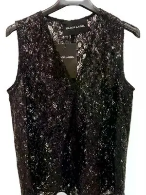 Black Label Sequin-embellished V-neck Blouse