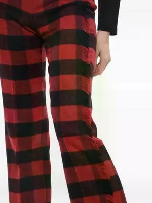 Woolrich Checked-pattern Frayed-edge Trousers