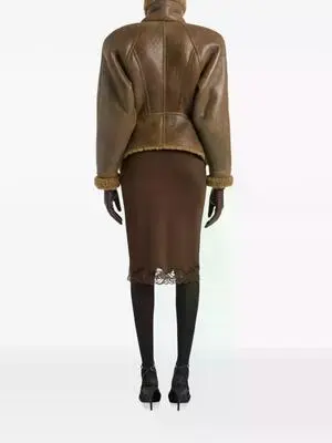 Balmain Knit Midi Skirt With Lace Trim
