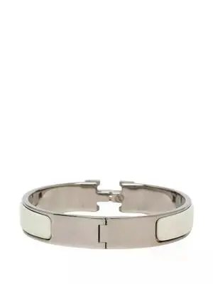 Hermès Enamel And Palladium-plated Metal Clic H Bracelet Pm - White