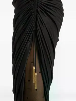 Balmain Flowing Jersey Midi Skirt With Slit