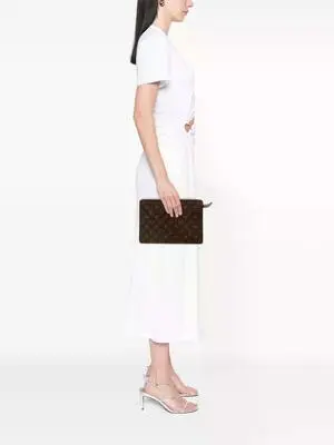 LOUIS VUITTON 2001 Monogram Pochette Homme Clutch Bag - Brown