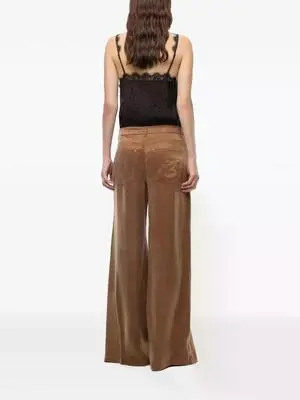 Pinko Wide-leg Logo-embroidered Trousers - Brown