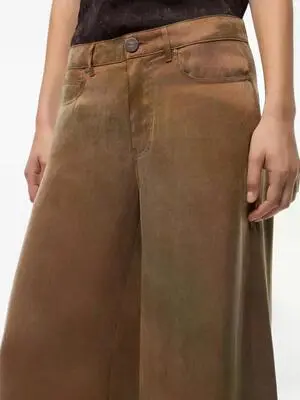 Pinko Wide-leg Logo-embroidered Trousers - Brown