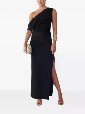BWLDR Frea One-shoulder Ruched Maxi Dress - Black