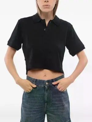 John Richmond Aicardi Embroidered Cropped Polo Shirt - Black