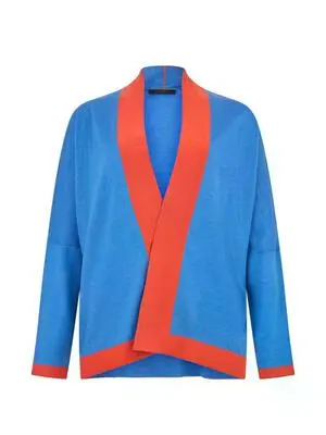 MOORER Contrast-trim Drop-shoulder Cardigan - Blue