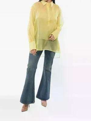 SUPER BLOND Asymmetric Oversized Silk Polo Top