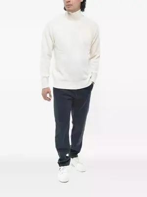 PAOLO PECORA Ribbed-edge Wool Turtleneck Sweater - Neutrals