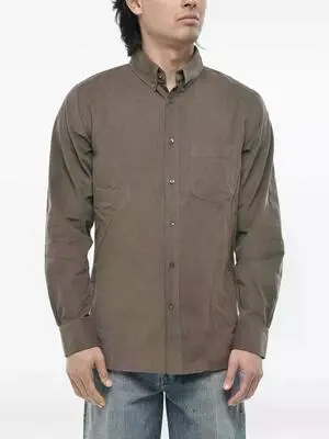 PAOLO PECORA Button-down Velvet Shirt - Brown