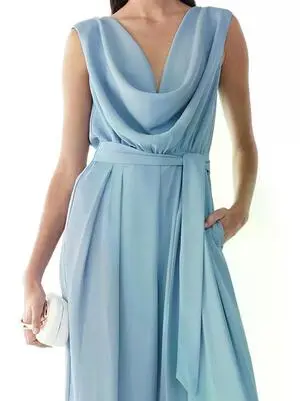 BWLDR Cowl-neck Belted Jumpsuit