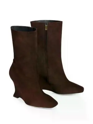 Balmain Wedge Ankle Boots In Suede