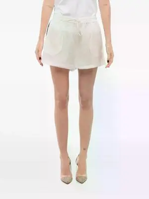 SUPER BLOND Pleated Drawstring Mini Shorts - White
