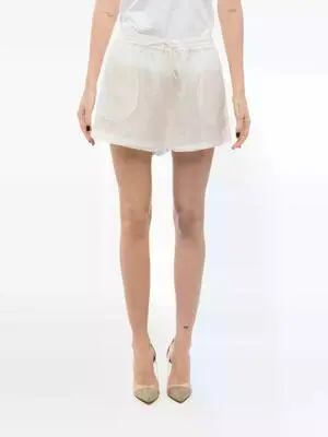 SUPER BLOND Pleated Drawstring Mini Shorts - White