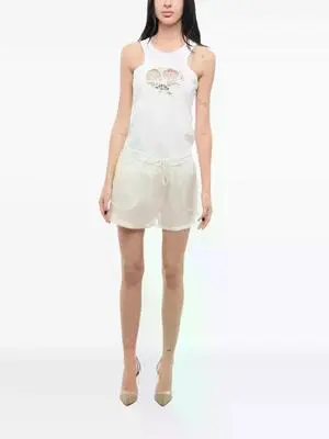 SUPER BLOND Pleated Drawstring Mini Shorts - White