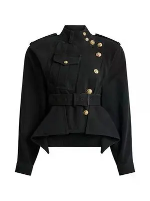 Balmain Denim Peplum Jacket - Black