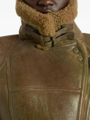 Balmain Shearling Peplum Jacket