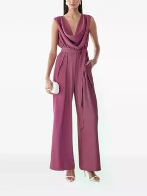 BWLDR Joanna Cowl-neck Belted Jumpsuit - Purple