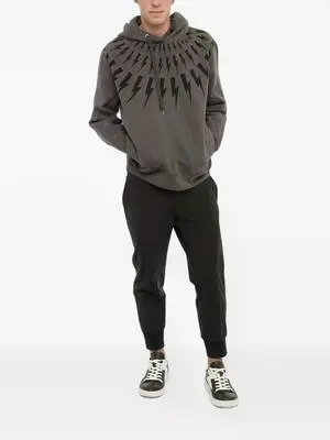 Neil Barrett Thunderbolt Print Drawstring Hoodie