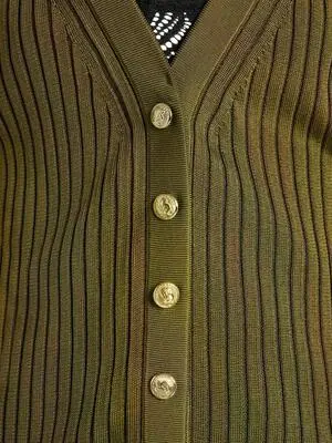 Balmain Buttoned Ribbed Knit Cardigan