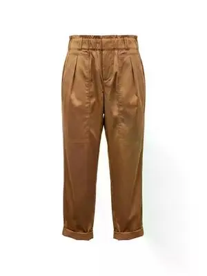 Black Label Elasticated-waist Tapered Trousers - Brown