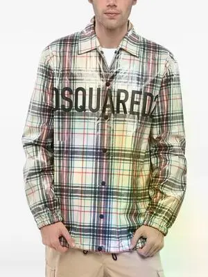 Dsquared2 Check-pattern Coated Overshirt - Neutrals