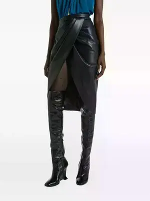 Balmain Thigh-high Wedge Boots In Crinkled Patent Leather