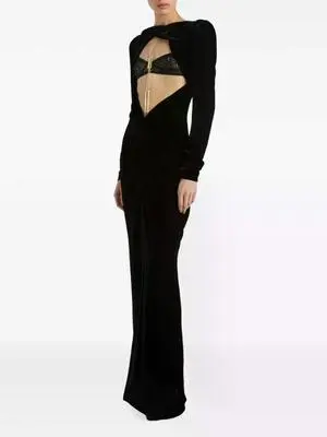 Balmain Long Velvet And Lace Gown