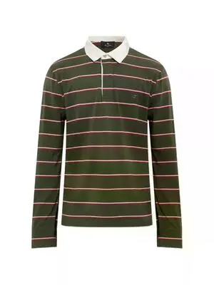 Etro Striped Long-sleeve Polo Shirt - Green