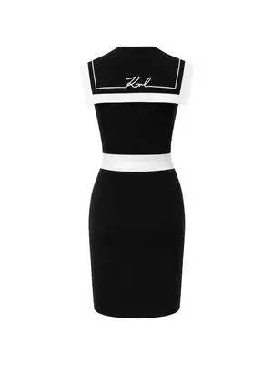 Karl Lagerfeld Sailor-collar Contrast-trim Mini Dress - Black