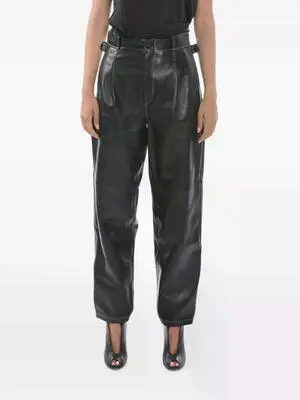 THE MANNEI Shobak Contrast-stitch Leather Trousers
