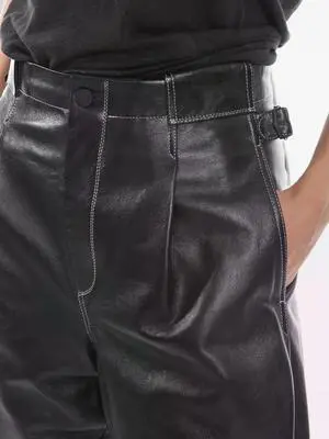 THE MANNEI Shobak Contrast-stitch Leather Trousers