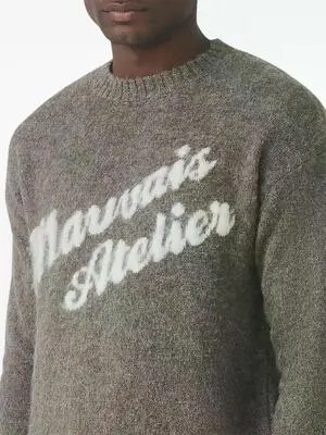 MAUVAIS Logo Intarsia Brushed-knit Sweater