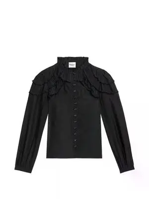 MARANT ETOILE Ruffled Broderie Anglaise Cotton Shirt - Black