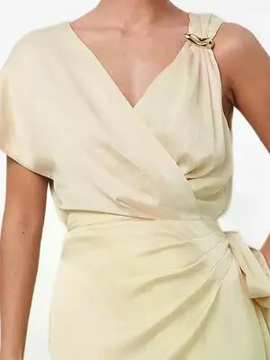 SAVEL One-shoulder Draped Maxi Dress - Neutrals