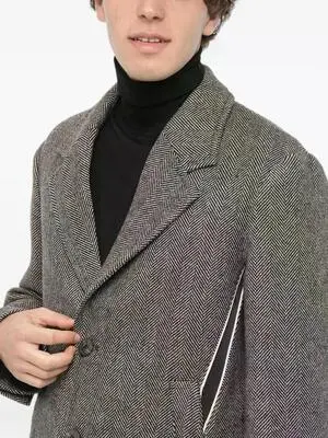 Neil Barrett Herringbone-pattern Single-breasted Coat