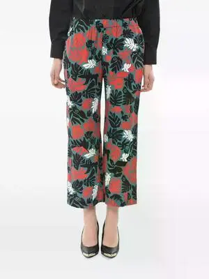 Marni Floral-print Cropped Trousers - Green