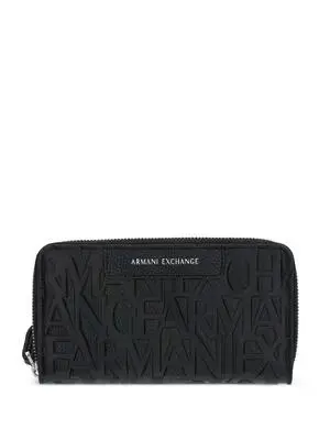 Armani Exchange Logo-embossed Continental Wallet - Black