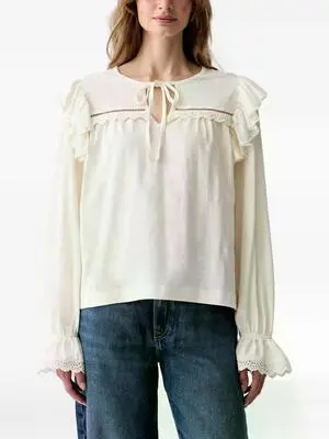 Barbour Carleen Ruffled Cotton Blouse - Neutrals